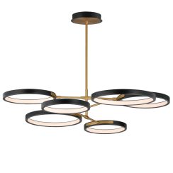 ET2 lighting E24328-BKGLD Hoopla 6 Light 47 inch LED Pendant in Black-Gold