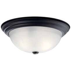 Kichler 8116BK 3 Light 15 inch Flush Mount in Black with Satin Etched Glass