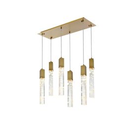 Elegant Lighting 2088D32SG Aurora 6 Light 32 inch LED Crystal Linear ...