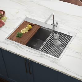 Ruvati Siena 33 x 22 inch 16 Gauge Drop-in Topmount Double Bowl Kitchen ...