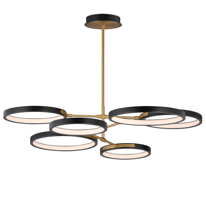 ET2 lighting E24328-BKGLD Hoopla 6 Light 47 inch LED Pendant in Black-Gold