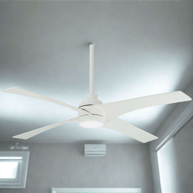 Minka Aire F543L-WHF Swept 56 Inch WiFi Capable LED Ceiling Fan In Flat ...