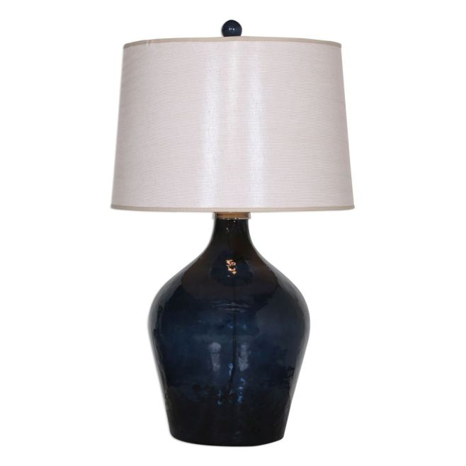 Uttermost 27104 Lamone 31 Inch Tall Blue Glass Table Lamp With Tapered ...
